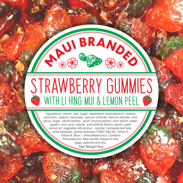 Strawberry Gummies w/ Lihing-Lemon Peel 6oz. – MAUI CRISPS
